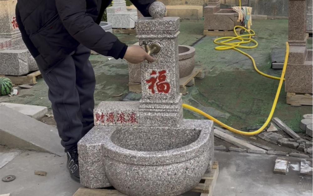 石雕洗手盆拖把池别墅庭院设计