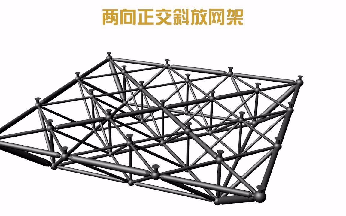 空间结构网架结构 两向正交斜放网架 钢结构网架BIM仿真模拟 #钢...