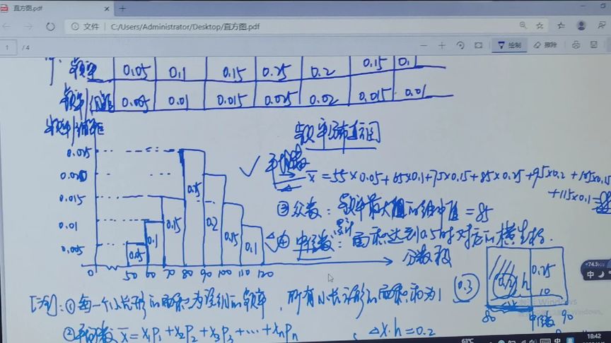 频率分布直方图中平均数,中位数,众数,方差等算法。