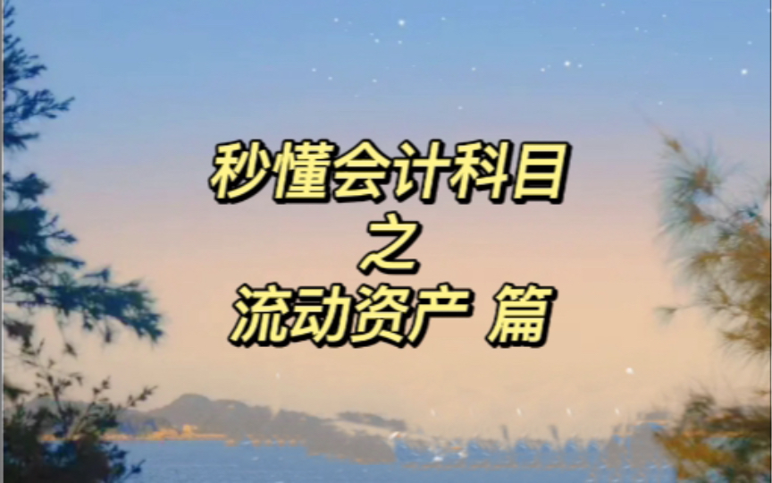 秒懂会计科目 之 流动资产篇