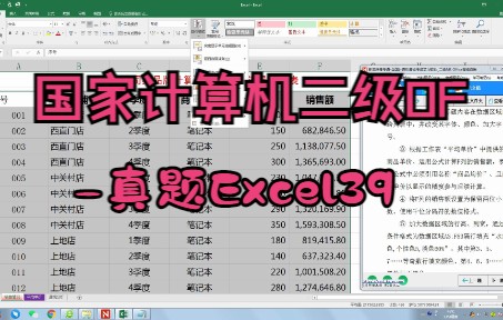 国家计算机二级OF-真题Excel39