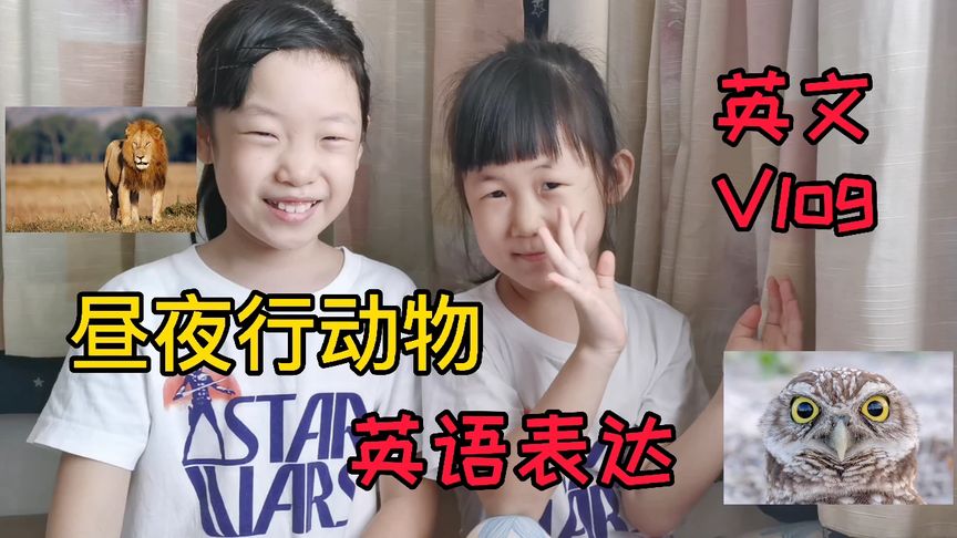 姐妹俩尝试英文分享,哪些动物白天捕食哪些夜间活动,都讲对了吗