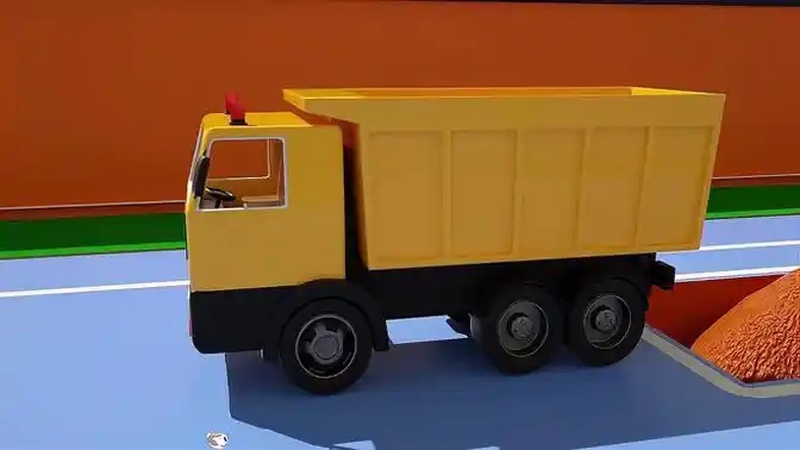 挖掘机起重机混凝土搅拌车出动工程车动画儿童益智游戏动画