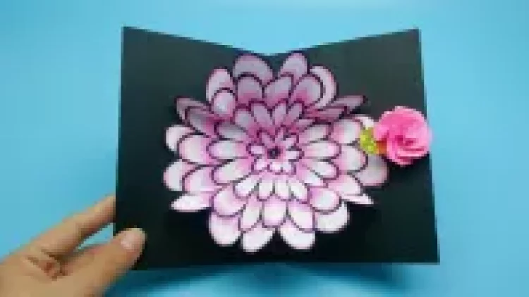 漂亮的贺卡手工制作,打开就绽放出立体花朵,简单易学有创意