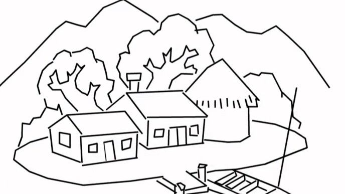 简笔画乡村田园风光