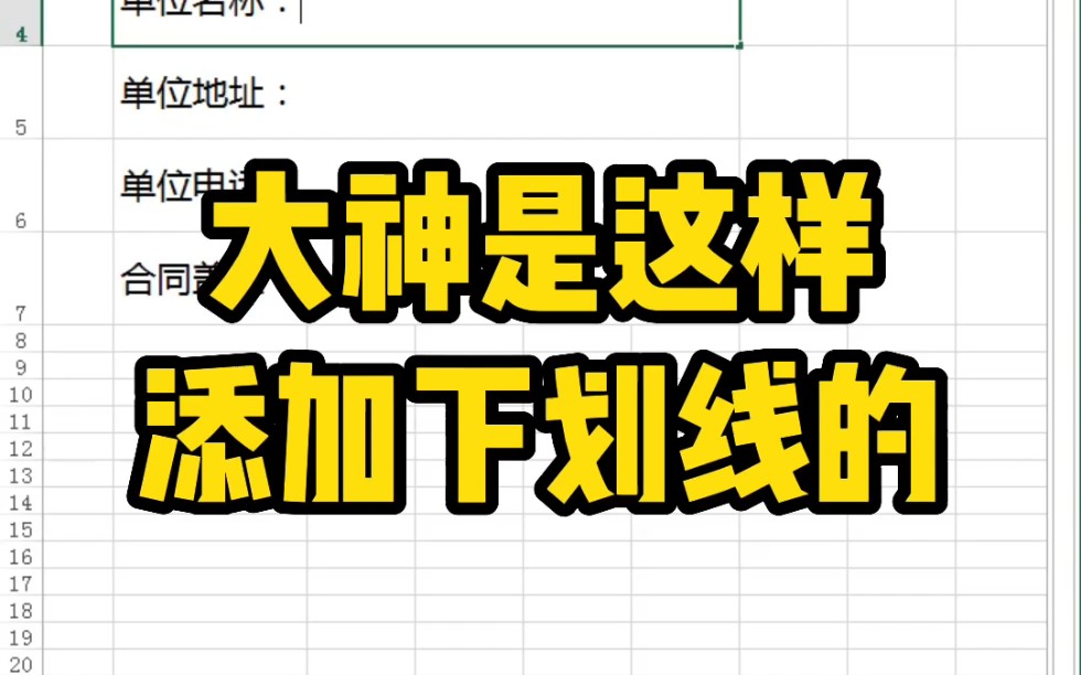 Excel表格中大神是这样添加下划线的