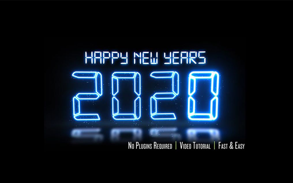 AE模板-2020新年数字时钟揭幕动画特效视频AE模板(1994)