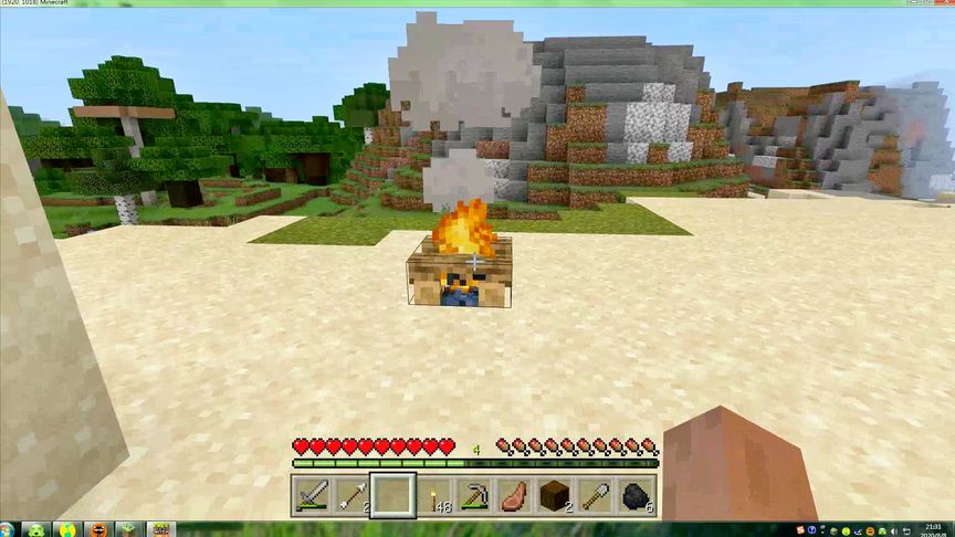 我的世界生存第二十二天怎样使用篝火,火把