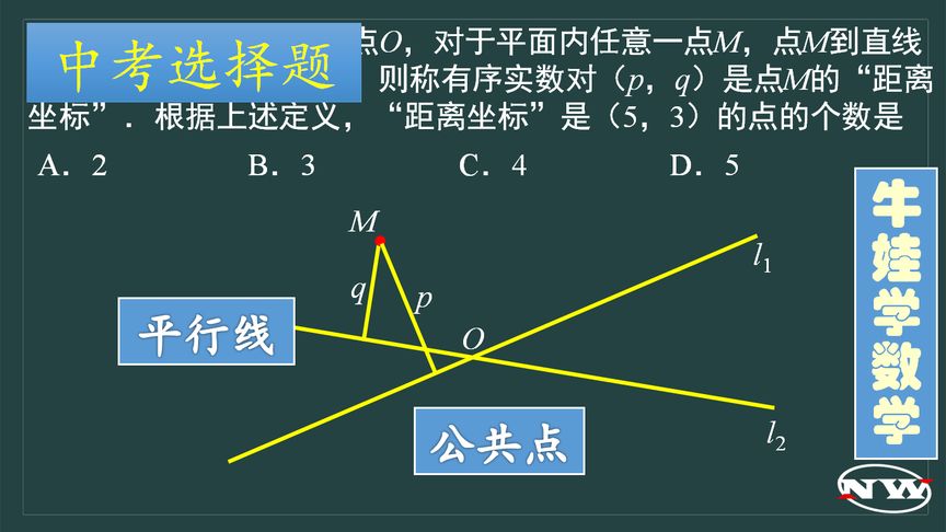 中考选择题021定义点直线平行线距离公共点坐标有序实数对