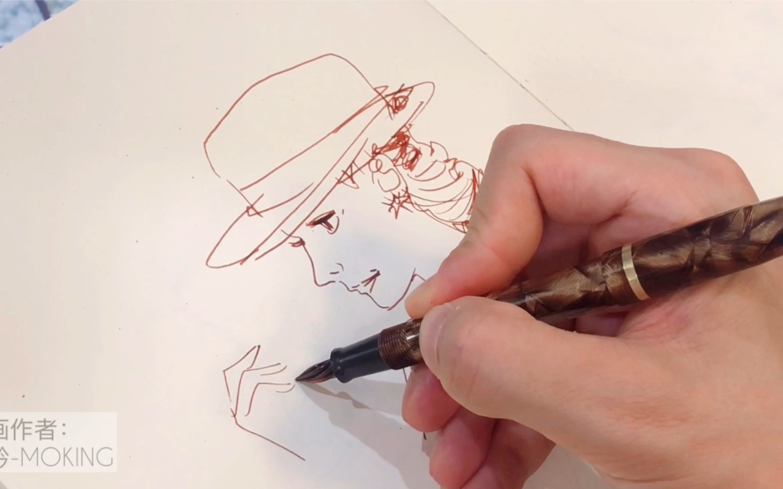 【莫矜-钢笔速写】拉杆上墨的玻璃尖笔～