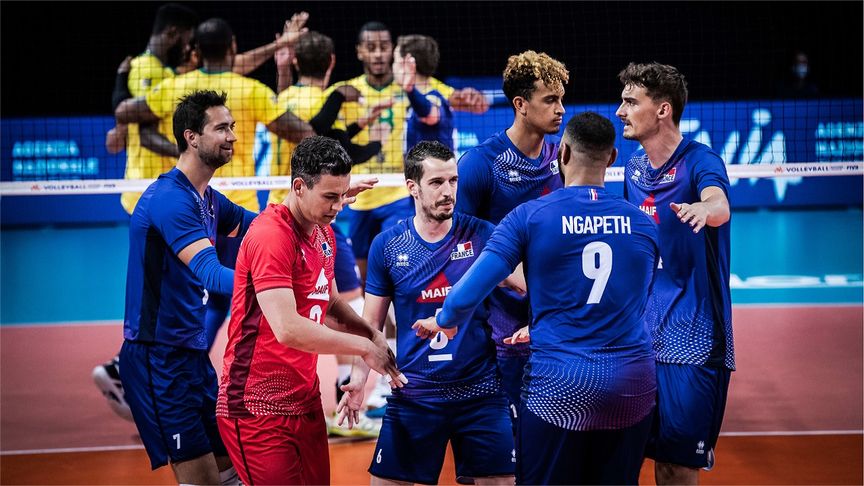 榜首大战精彩纷呈!2021世界男排联赛法国3:0巴西HL