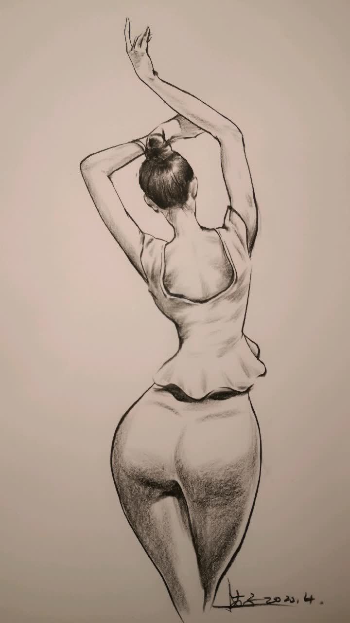 达子手绘 每日一作 人物动态速写~线条美感!手绘 画画