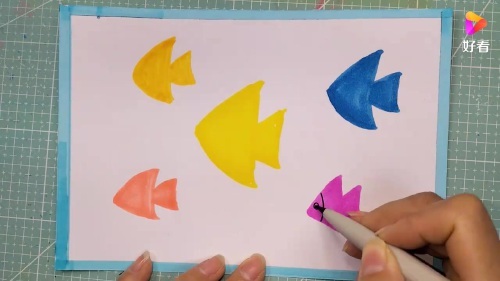 最简单小鱼的画法,保证一看就会,马克笔画,创意画,简笔画