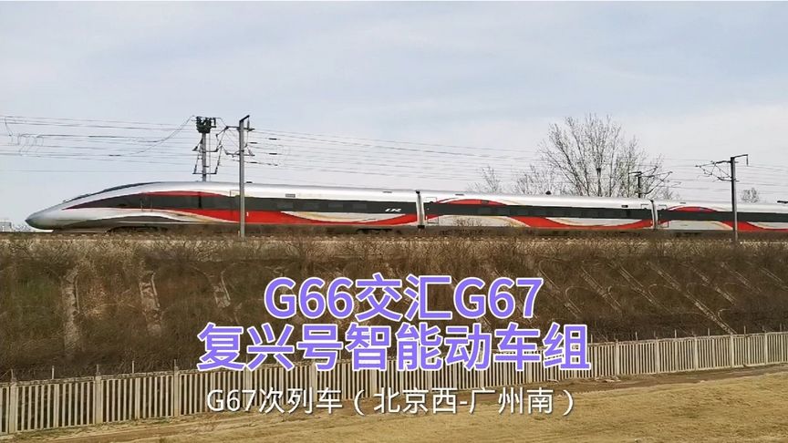 实拍京广标杆列车G66次、G67次,高颜值复兴号智能动车组,高大上