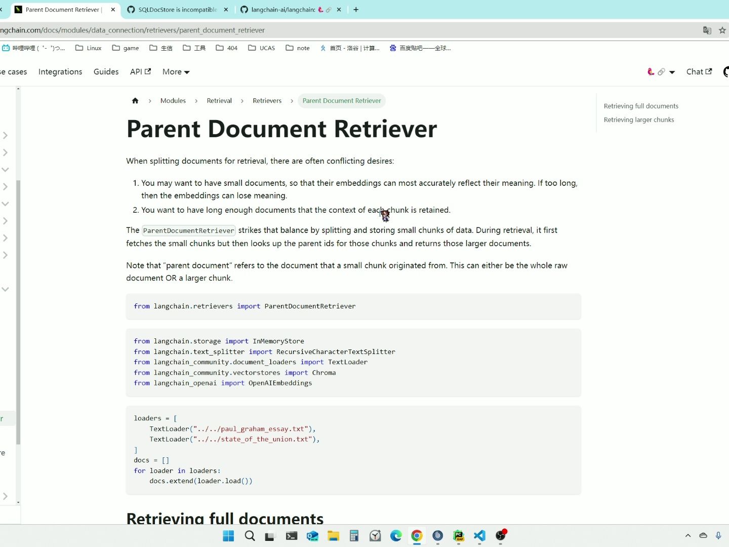 【教程】Langchain高级RAG:使用sqlite来自定义实现Parent Document ...
