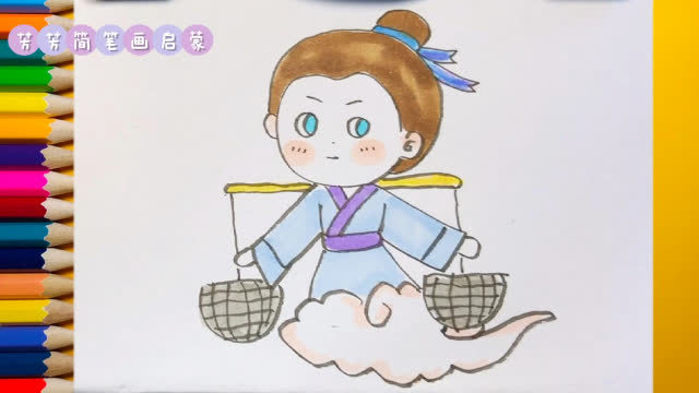 儿童创意简笔画古风漫画,深情的牛郎.