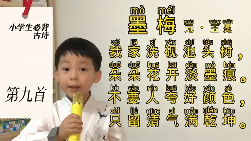 小学必背古诗词第九首《墨梅》作者元代王冕