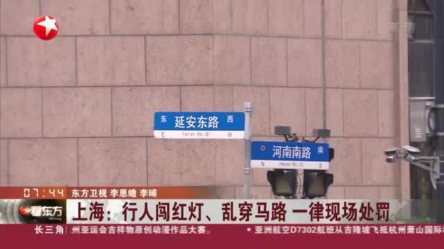 上海:行人闯红灯、乱穿马路 一律现场处罚
