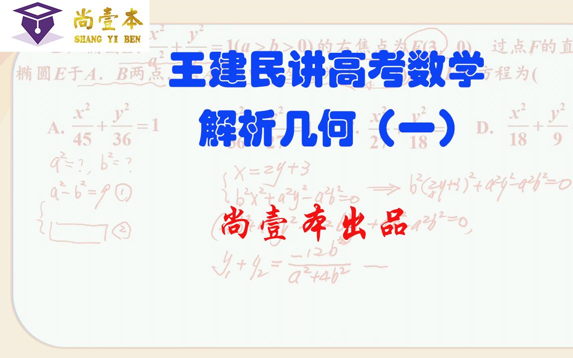 【王建民讲高考数学】解析几何(一)
