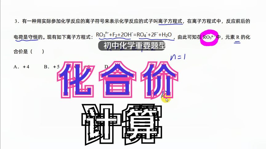 2010年初中化学天原杯复赛03 电荷守恒和化合价计算
