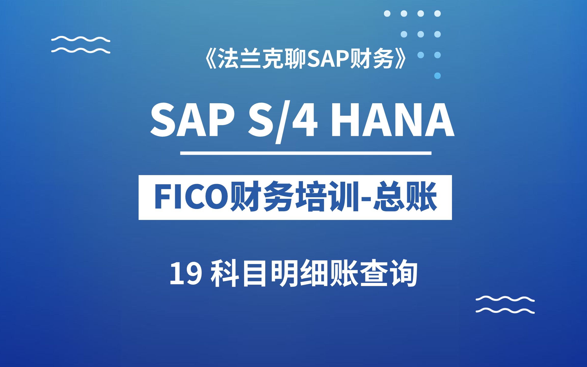 SAP最新S/4 HANA FICO培训19:科目明细账查询
