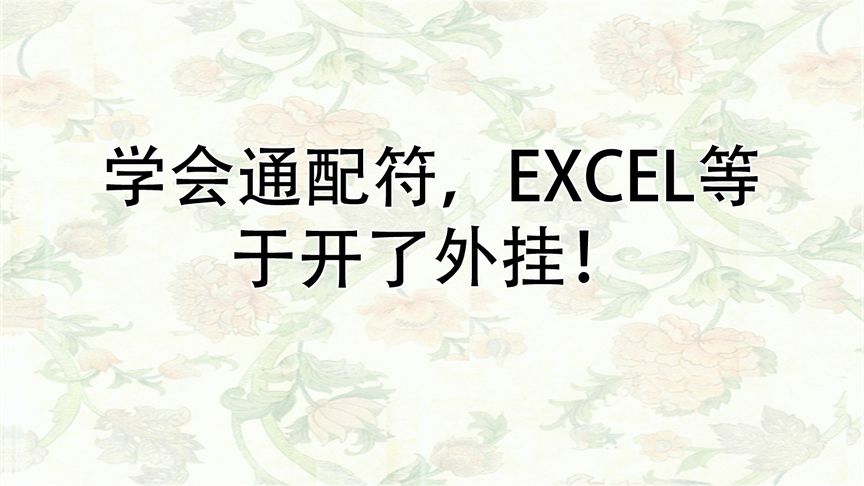 学会通配符,EXCEL等于开了外挂!