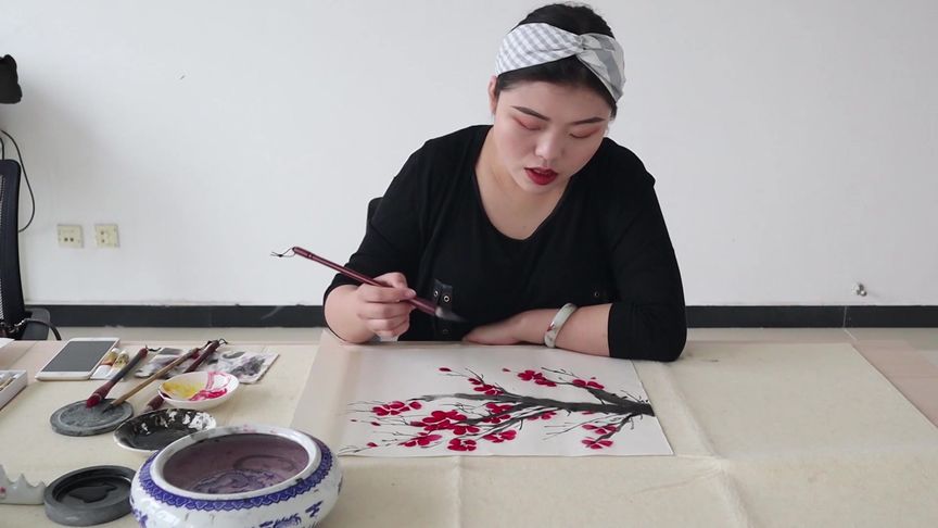 国画基础教程,梅花的画法,简单易学