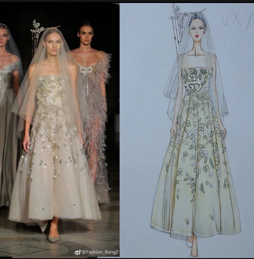 服装设计稿与效果图对比,发现设计还挺好玩的