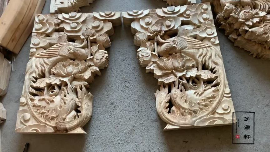 定制款式 不同尺寸古建牛腿雀替 凤凰 手工香樟木雕刻