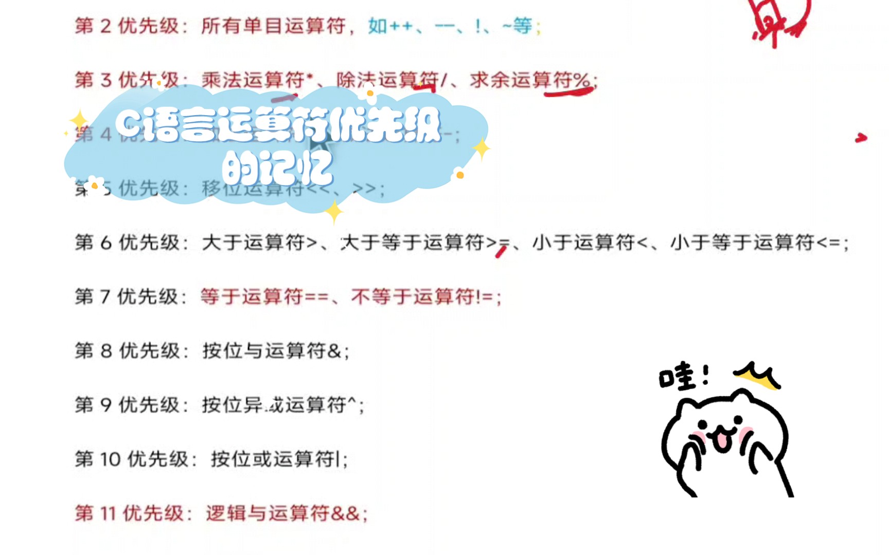 C语言运算符优先级的记忆