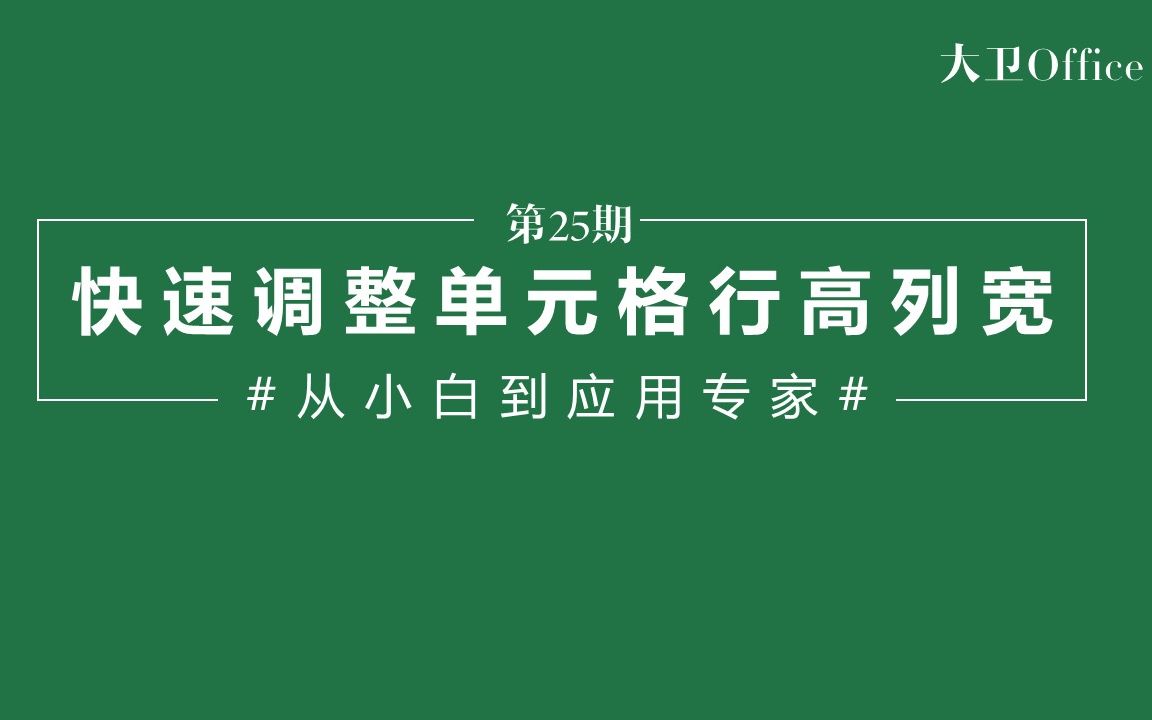 快速调整Excel单元格的最佳行高与列宽