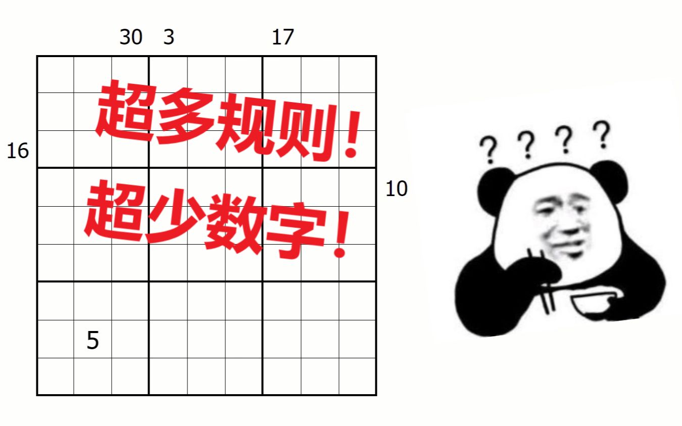 【奇葩数独】-->升级了!更少数字更多规则!