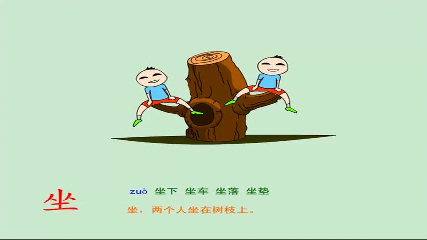 儿童汉字演变动画学习-“坐”