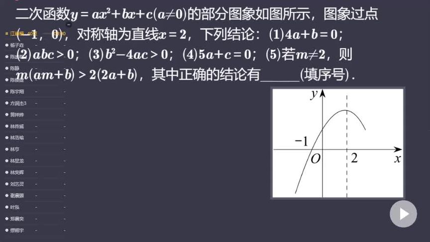 中考典型题目:给出二次函数的部份图像,判断abc及其它式子的值