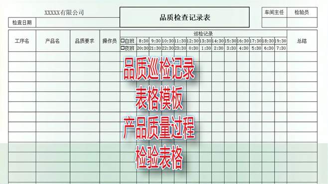 品质巡检记录表格模板,产品质量过程检验表格