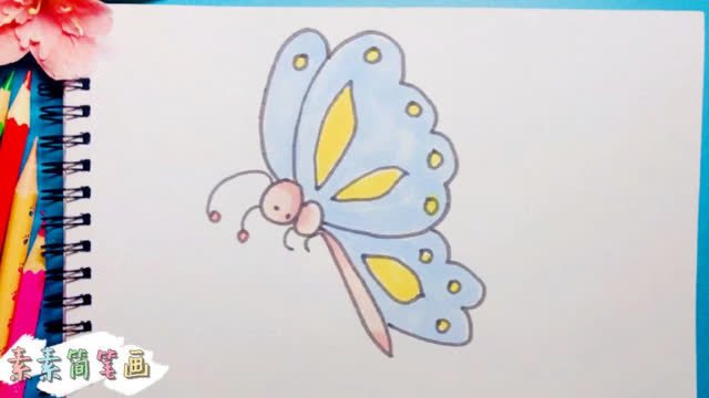 儿童亲子绘画简笔画入门,教小朋友画可爱的小蝴蝶