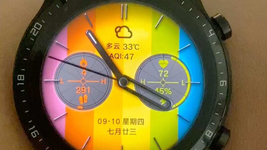 华为荣耀智能手表表盘《彩虹时尚》请至华为运动健康APP表盘市场...