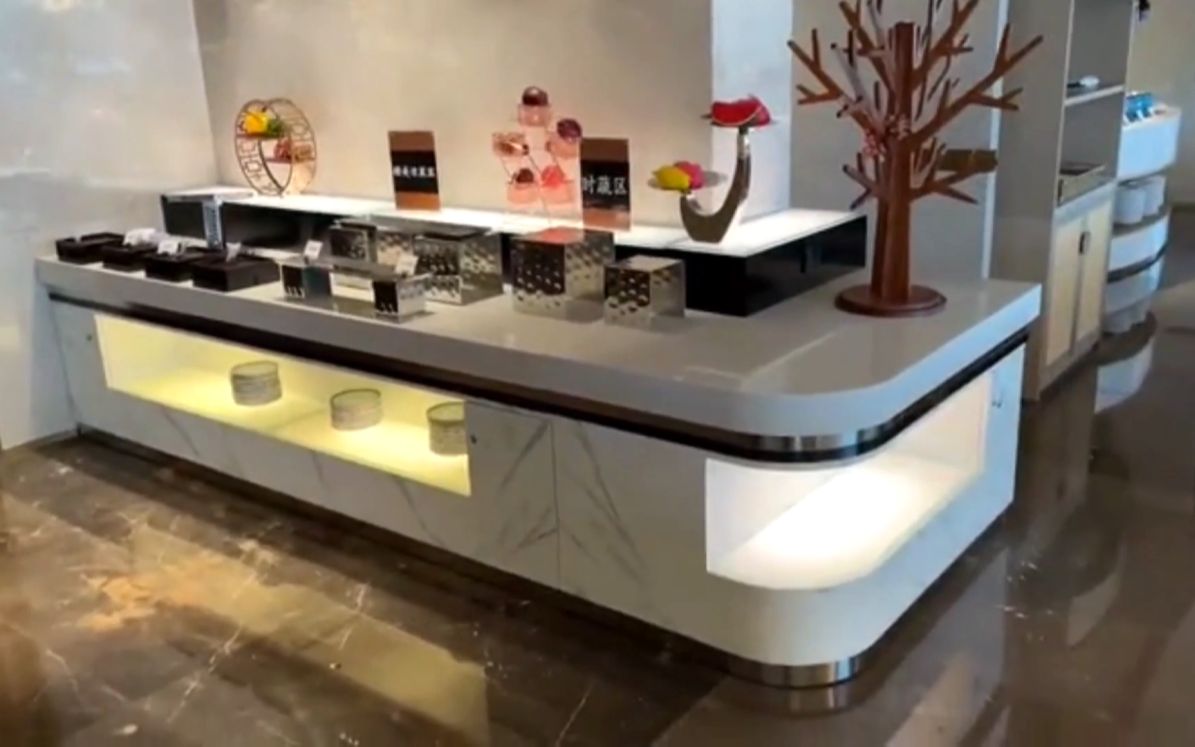 酒店西餐厅移动布菲台_培训中心食堂自助餐台