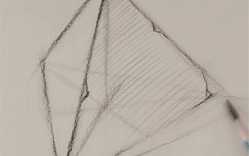 素描石膏几何体三棱锥结构画法