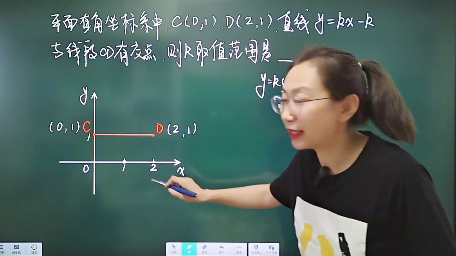 一次函数恒过定点问题;k的含义。