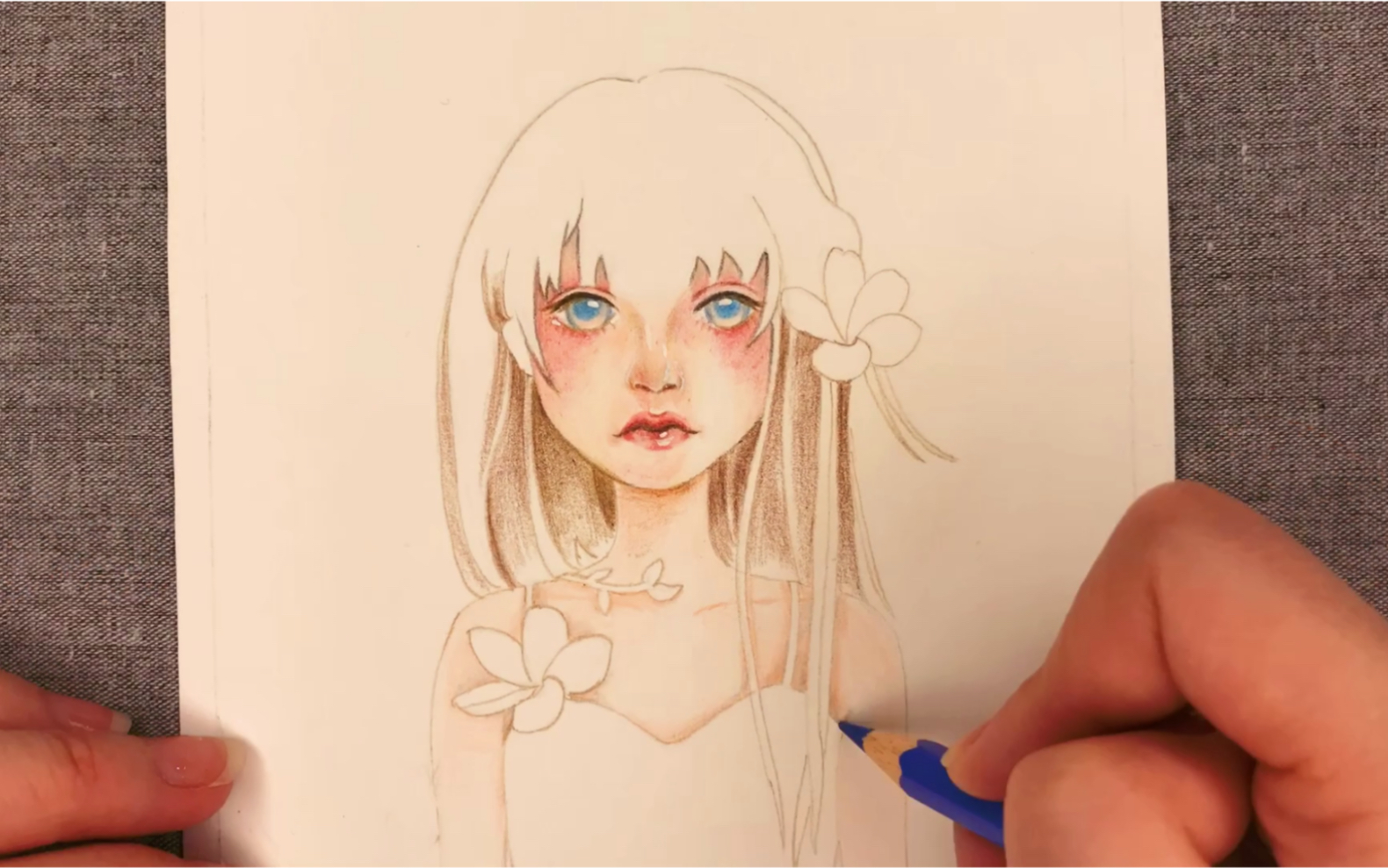 简单而又唯美的创意插画,彩色铅笔也能画出水彩效果