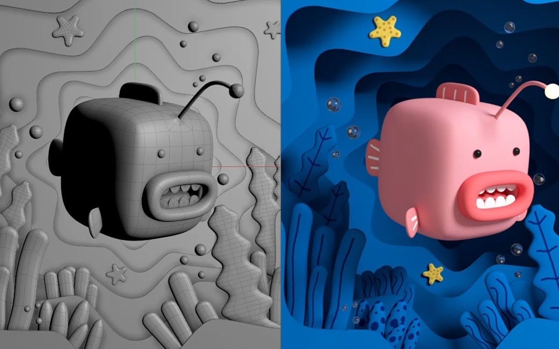 C4D+OC卡通场景建模与渲染教程(中文字幕,人工校对)