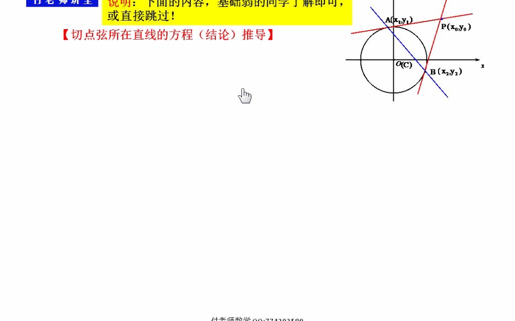 圆的切点弦(线)方程01