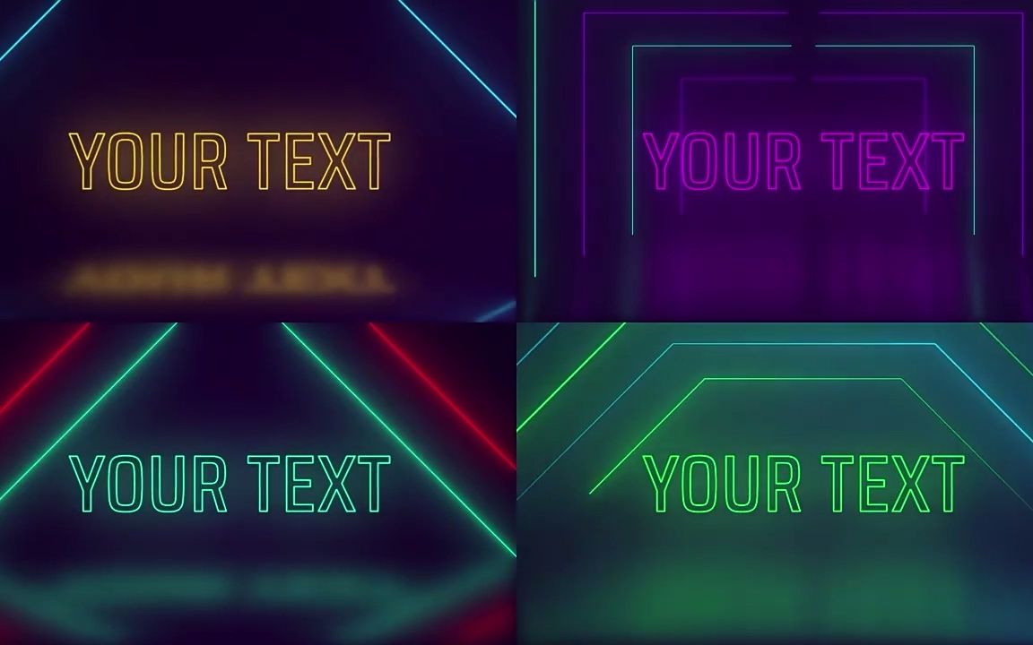 AE模板-霓虹发光线条图形数字倒计时开场片头动画