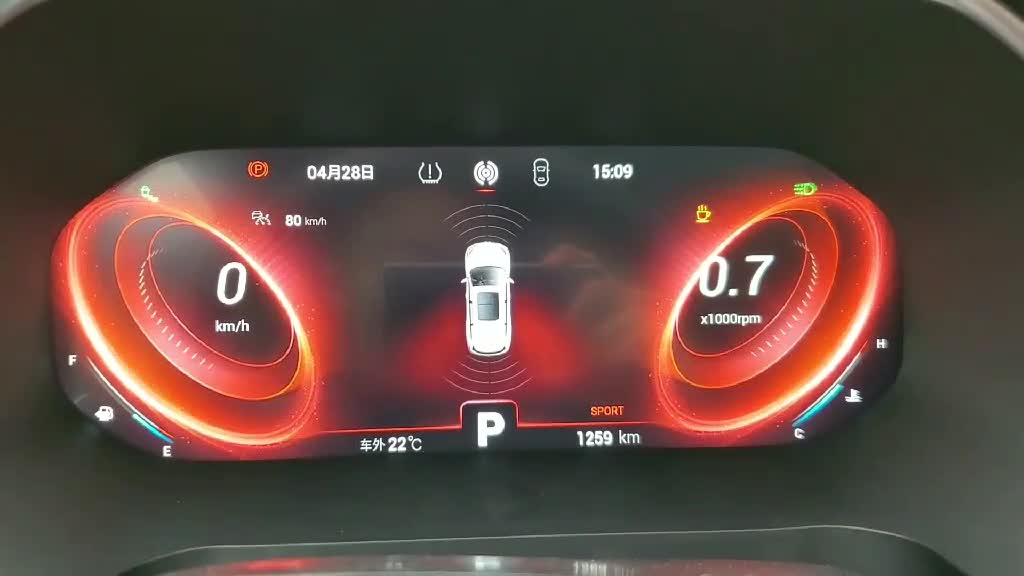 实拍新瑞虎8全液晶仪表,当切换到运动模式,界面立马“燃”起来