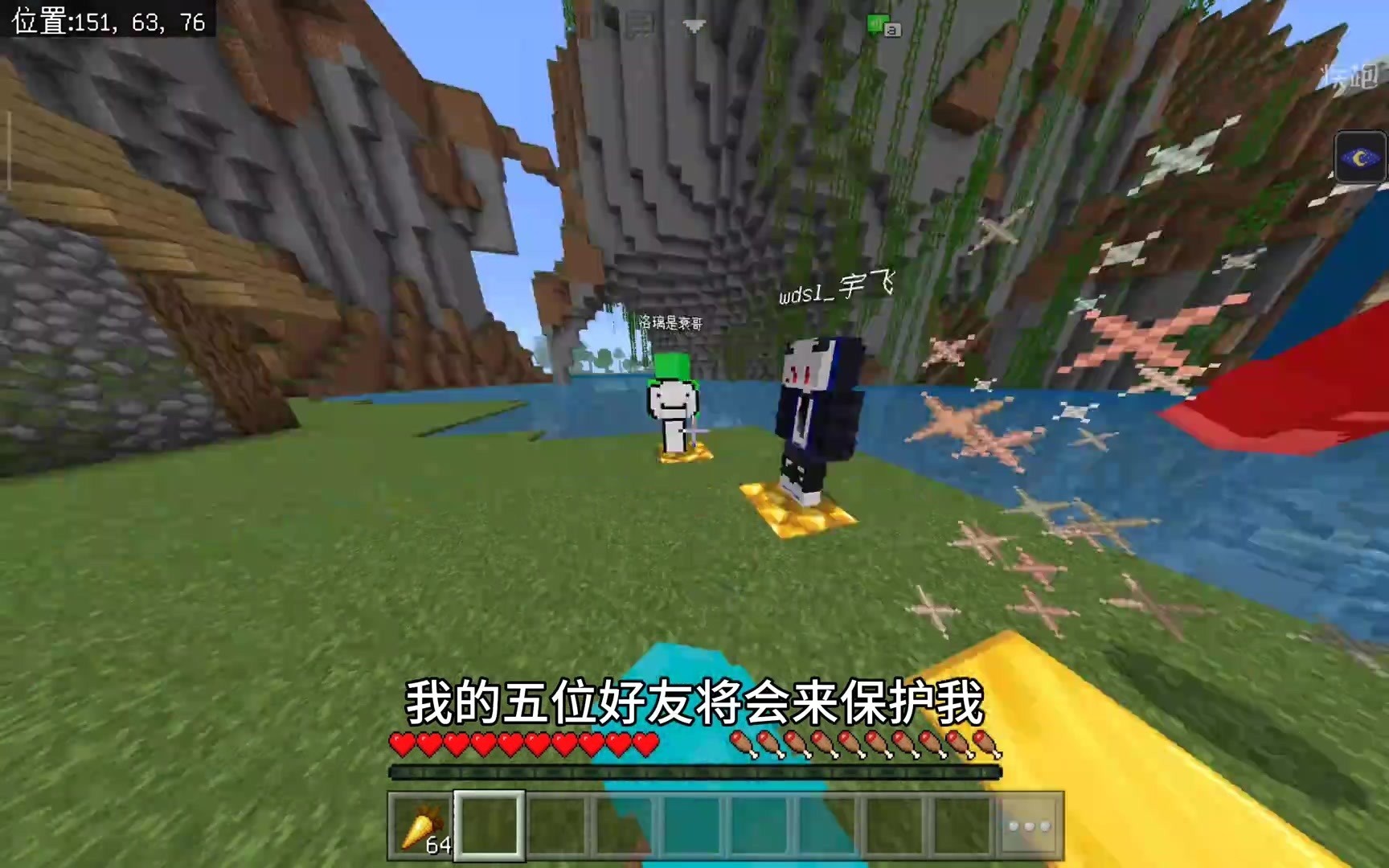 40. 我的世界:在本期视频中,我的五位好友会来保护我