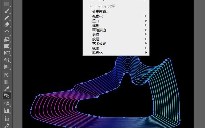 AI制作炫酷的鞋子轮廓效果