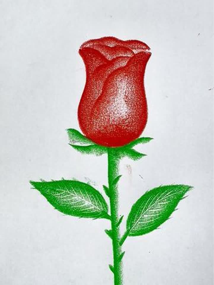 用油画棒这样画玫瑰花又快又简单画画