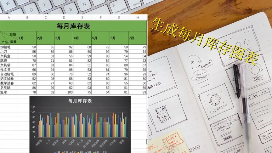简单明了的每月库存图表,来看看怎么制作的吧@西瓜视频创作中心