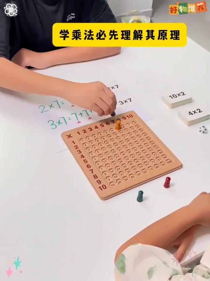 爸爸教一年级儿子数形结合学乘法,先理解含义,不用死记硬背,边玩边练...
